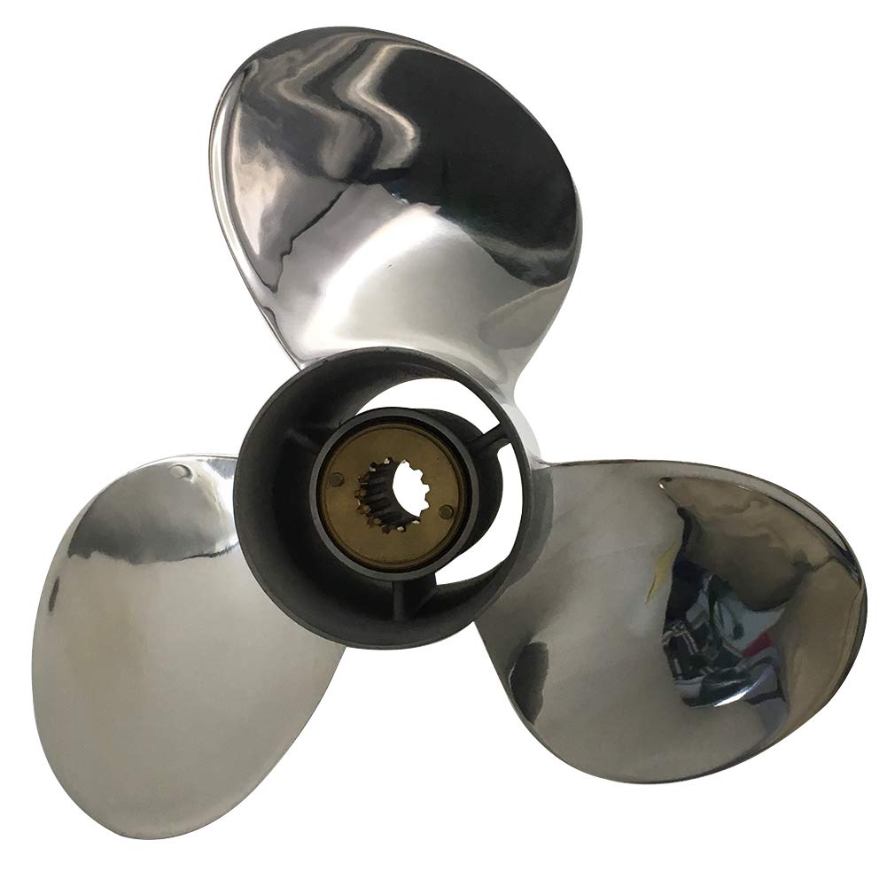 ARKDOZA 3 Balde Stainless Steel Propeller for Mercury Outboards 30-70HP RH Rubber Hub 13 Spline Tooth (10 3/8 (Dia) x 14 (Pitch))…