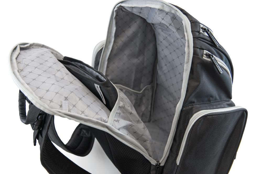 Primo Passi Baby Diaper Bag Backpack with Insulated Pockets, Wipes Case, Changing Pad, and Stroller Straps (Grey)