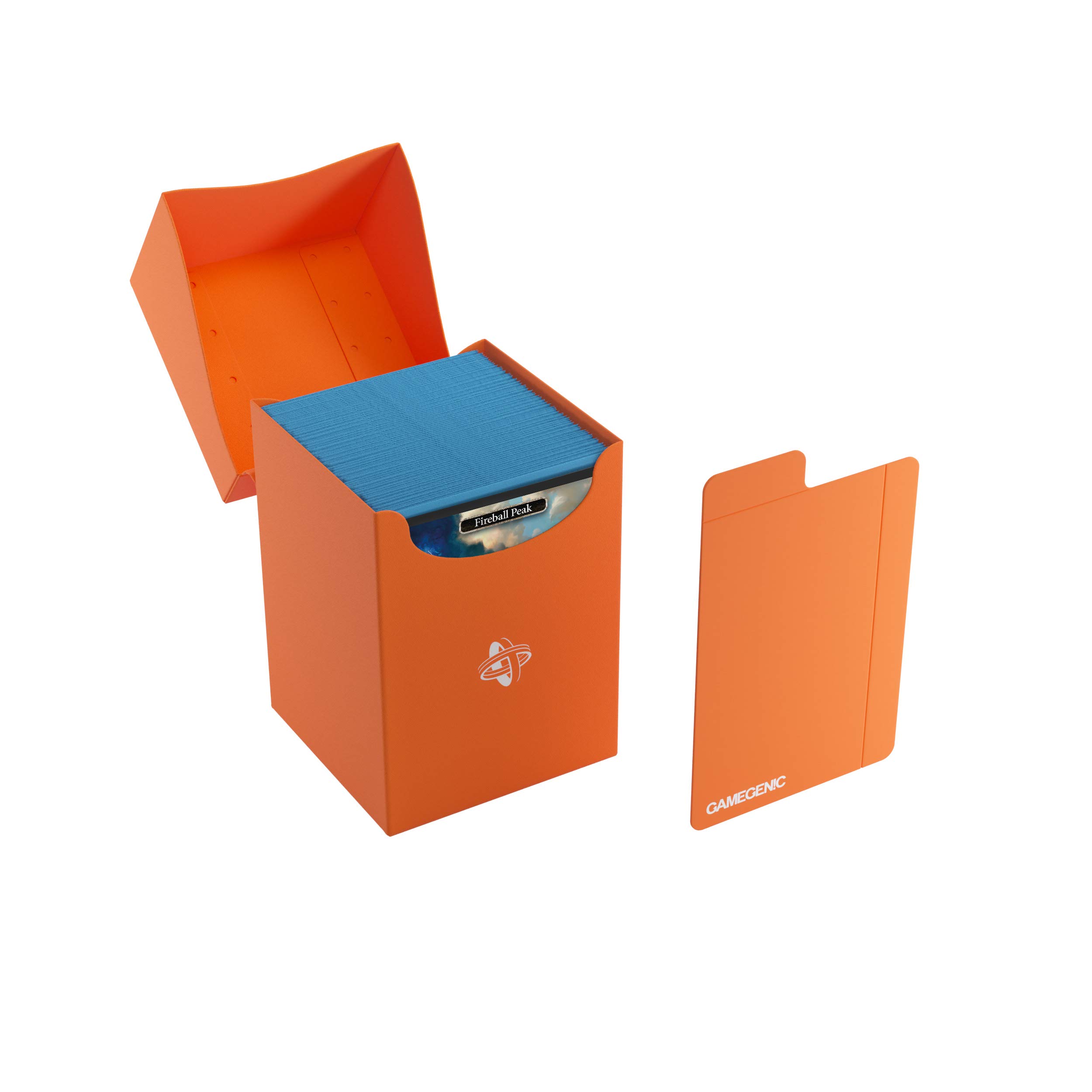 Gamegenic Deck Holder 100+ Casual Deck Box | Double-Sleeved Card Storage with Flex Card Divider | Premium Card Game Protector | Cobra Neck Technology | Holds up to 100 Cards | Orange Color | Made