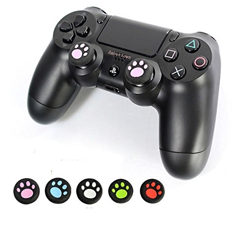 Analog Silicone Thumb Stick Grips Cap Joystick ThumbSticks Caps Cover for PS4 PS3 Xbox One Xbox 360 PS2 Game Controllers (4 x Blue Cat Dog Paw)