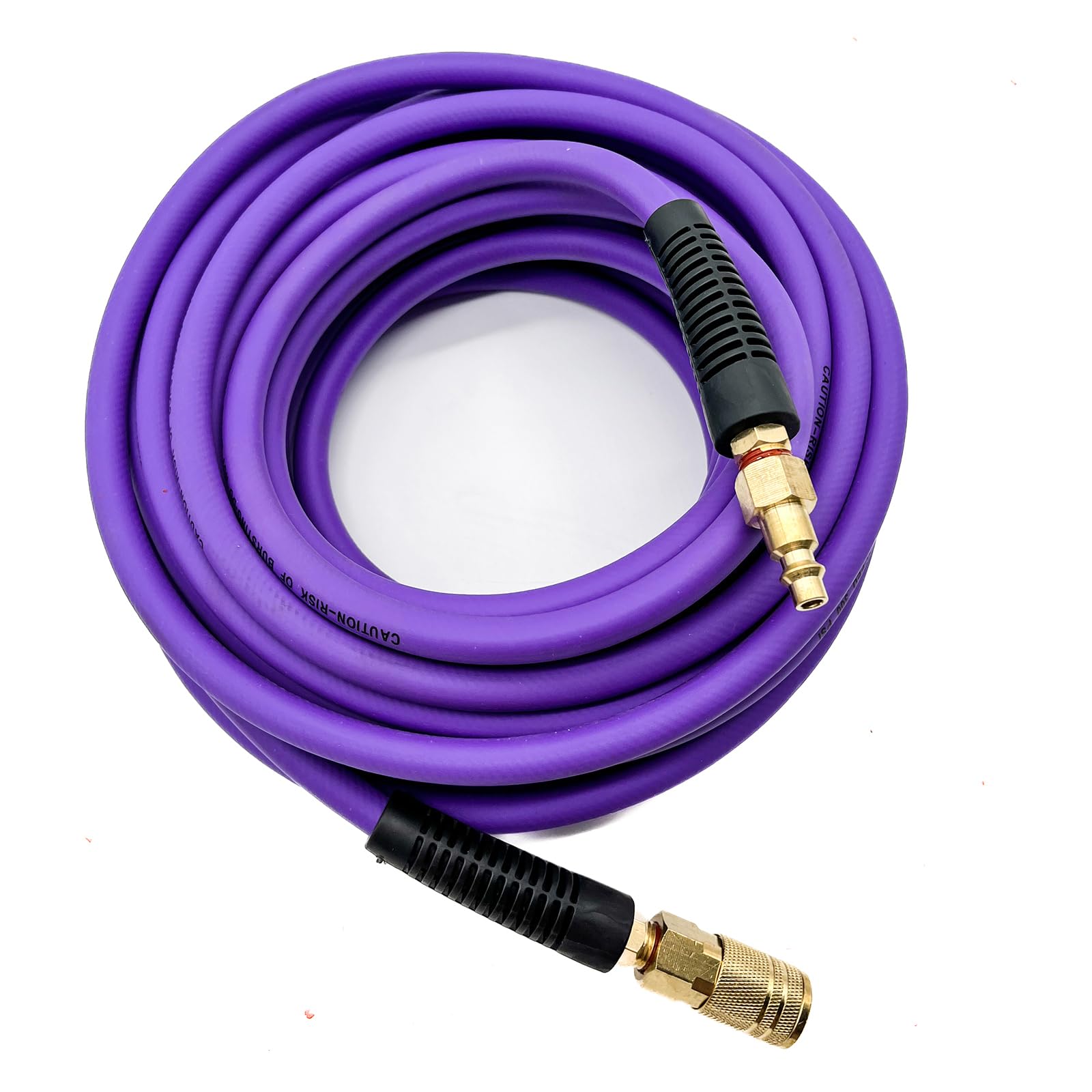 SYXQT Hybrid Air Hose(PVC) 1/4-Inch x 25FT, 300 PSI Heavy Duty, Lightweight, Kink Resistant, All-Weather Flexibility with 1/4-Inch Industrial Air Fittings and Bend Restrictors,Purple
