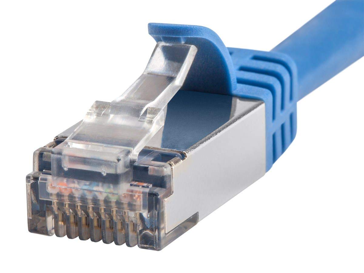 Monoprice 113658 Cat7 Ethernet Patch Cable - 3 feet - Blue | Flexboot RJ45 Stranded 600Mhz S/FTP CMX Pure Bare Copper Wire 26AWG - Entegrade Series
