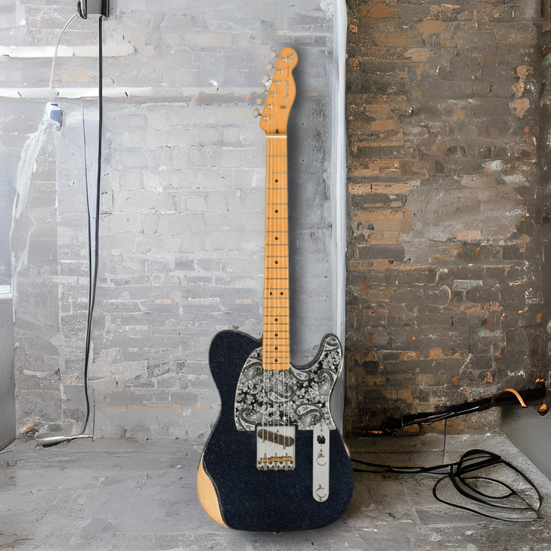 Fender Brad Paisley Esquire Electric Guitar, Black Sparkle, Maple Fingerboard
