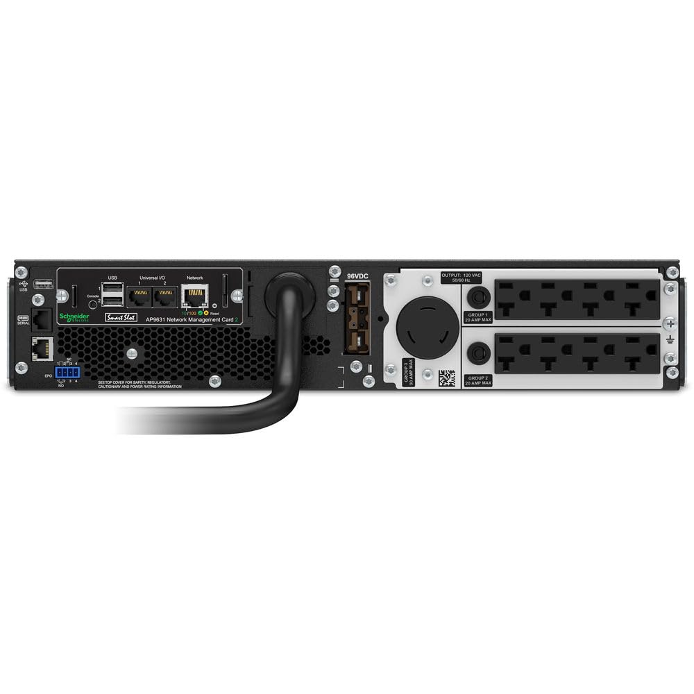 APC UPS 3000VA Smart-UPS Single Phase Online Uninterruptible Power Supply, Rack Mount UPS (SRT3000RMXLA) with Ethernet Cable, Wire Ties & Cleaning Kit