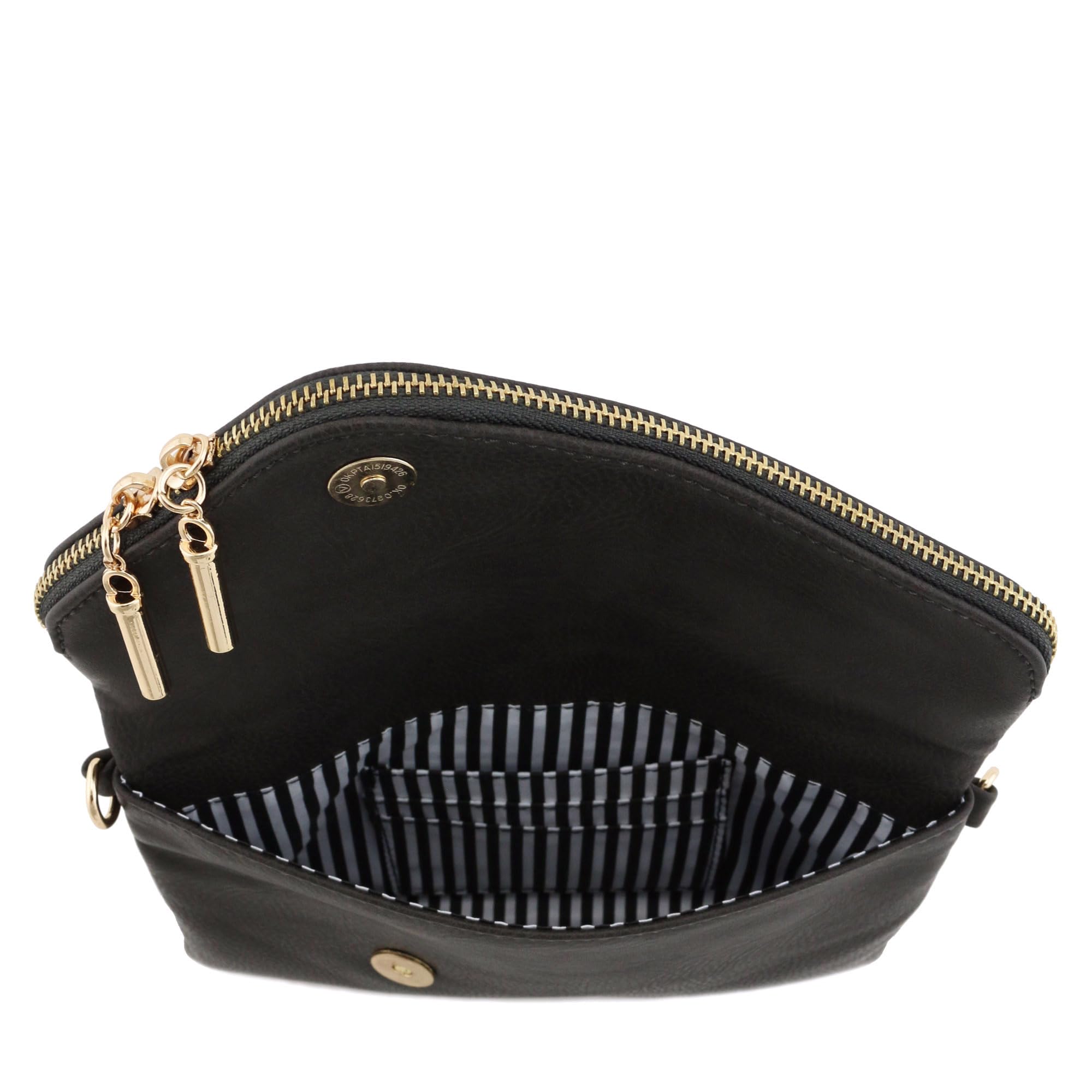 FashionPuzzle Envelope Wristlet Clutch Crossbody Bag with Chain Strap (Charcoal Grey) One Size
