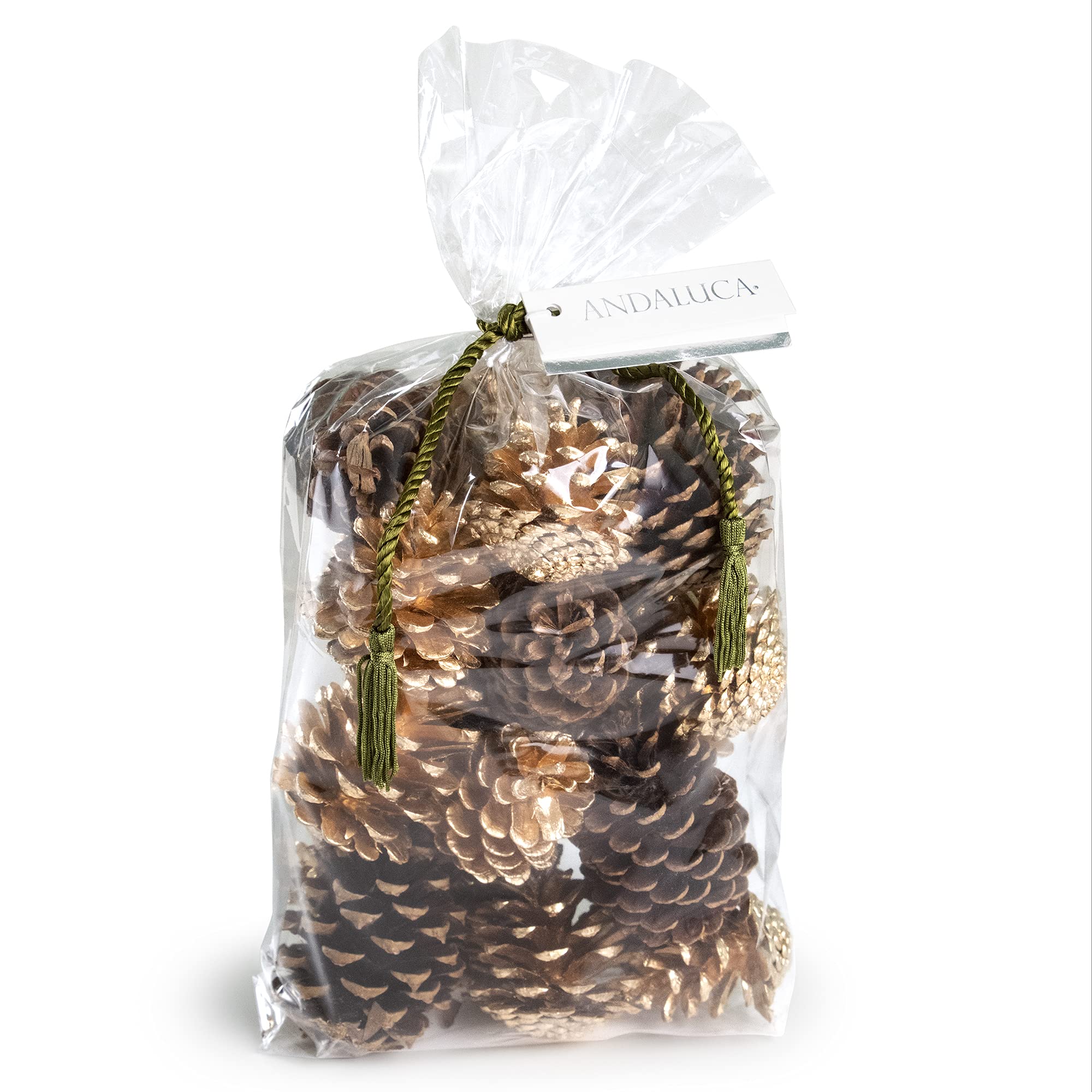 ANDALUCA Mixed Natural & Gold Decorative Pinecone Vase & Bowl Fillers | Pinecones for Decorating & Home Decor (Gold)