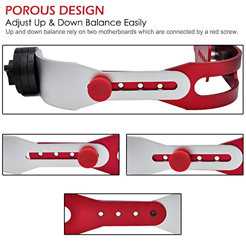 AFUNTA Pro Handheld video DSLR Camera Stabilizer Steady Compatible GoPro Cannon Nikon Sony Camera Cam Camcorder DV Smartphone up to 2.1 lbs with Smooth Pro Steady Glide -Red/Silver/Black