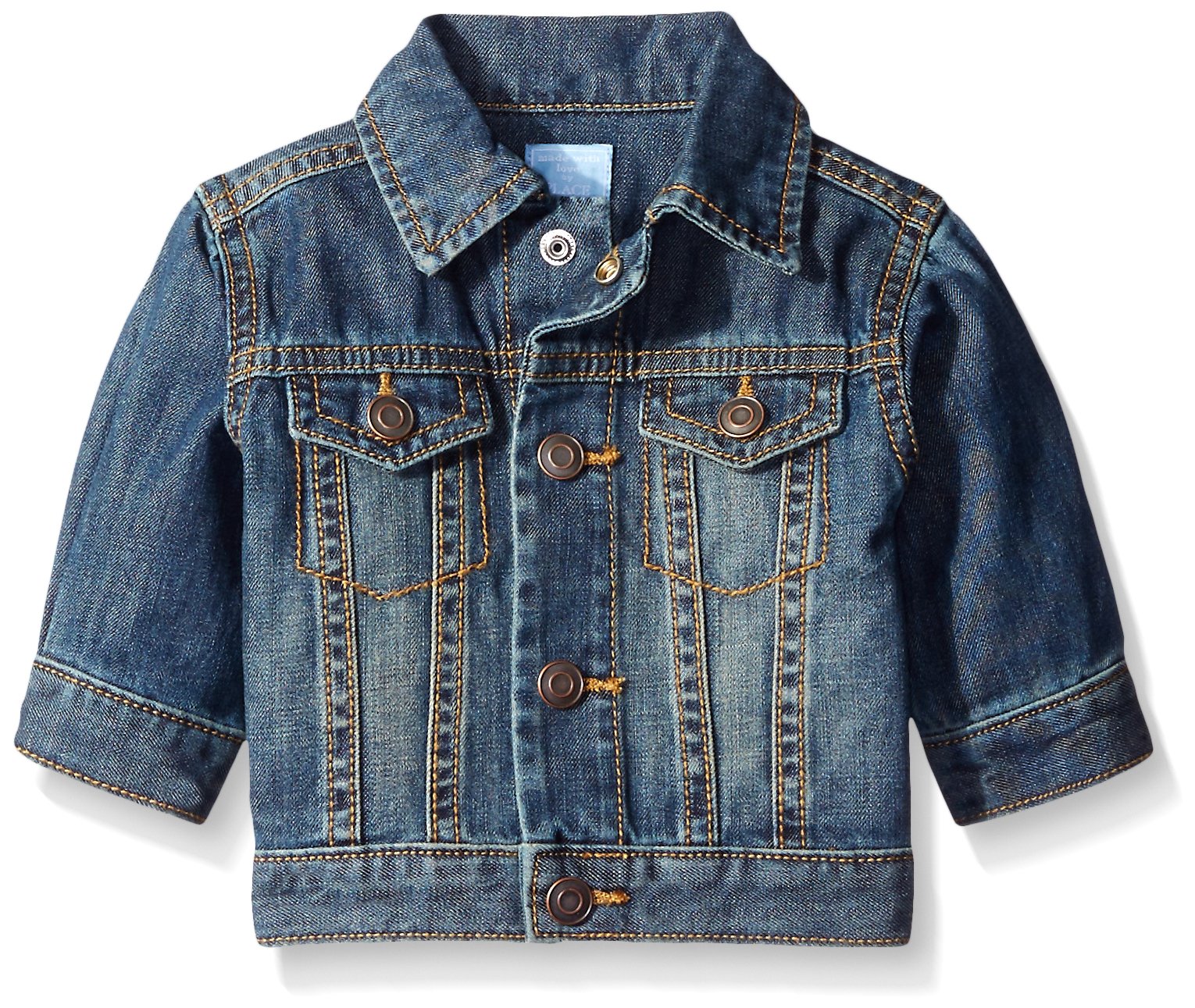 The Children's Place Baby Toddler Boys Denim Jackets, Dark WEAR WASH Blue, 0-3 Months