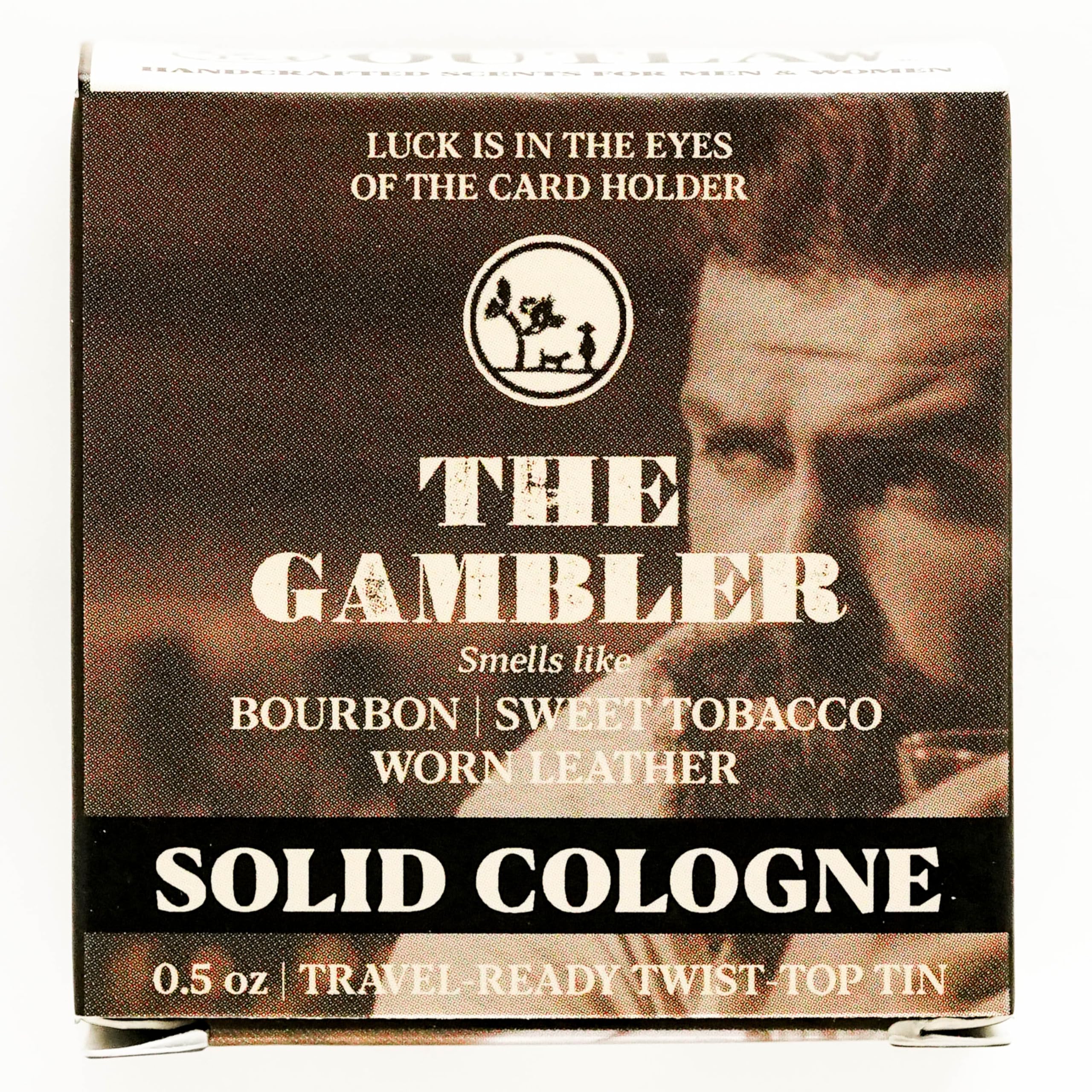 The Gambler Bourbon-Inspired Solid Cologne - Whiskey, Old-fashioned Tobacco, and a Hint of Leather in a Pocket-Sized Tin - Men’s or Women’s Cologne - Outlaw