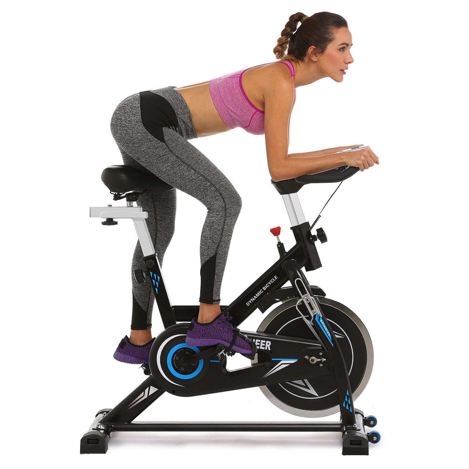ANCHEER Indoor Cycling Bike - Stationary Exercise Bikes with 49LBS Flywheel, Adjustable Resistance and LCD Monitor for Home Exercise, APP Control (Diamond Black)