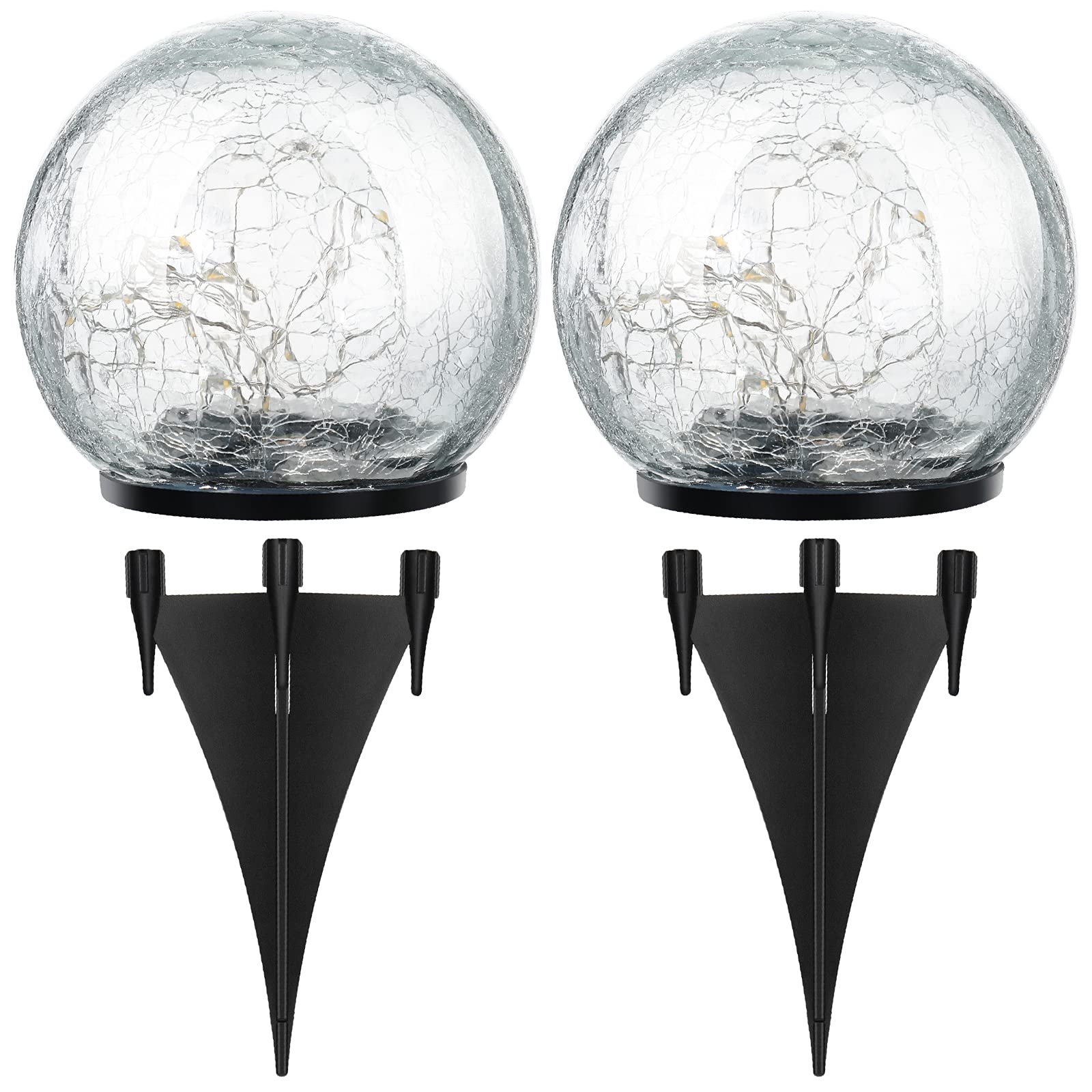 Solar Lights Outdoor Garden Decor Glass Solar Gazing Globe Light Balls Powered Waterproof, LED Globe Lights,Outside Decor for Lawn Patio Yard Pathway Christmas Garden Decor (2 Pieces,4 Inch)
