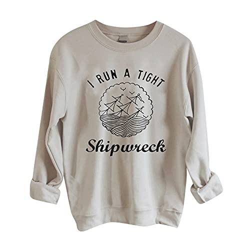 Balakie Womens Crewneck Sweatshirt Grey Long Sleeve Letter Print Loose Casual Cute Pullover Top Fall Clothes for Women