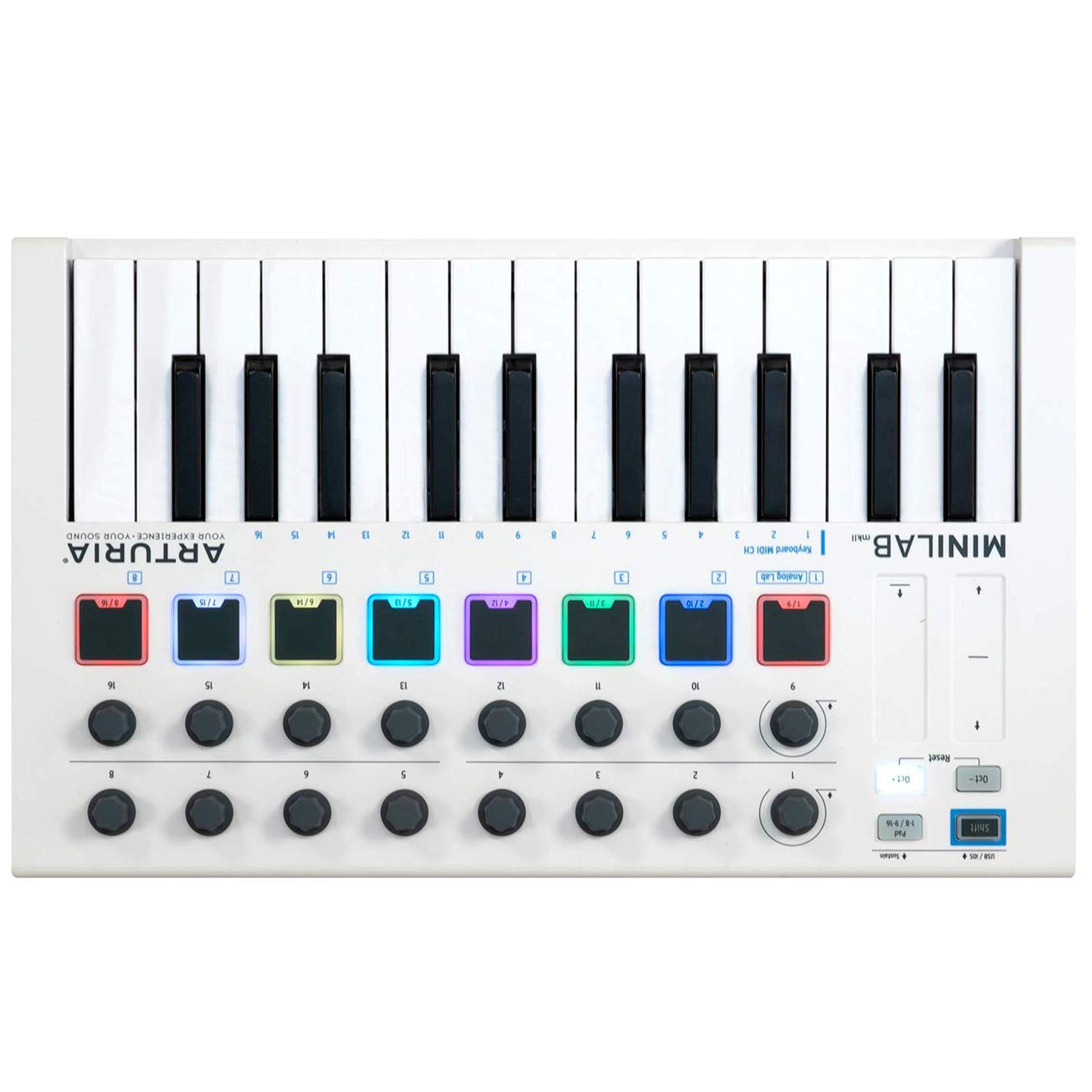 Arturia MiniLab MkII 25 Slim-Key Controller 25-Note USB Mini Keyboard Controller with 16 Encoders with Gravity Magnet Phone Holder Bundle