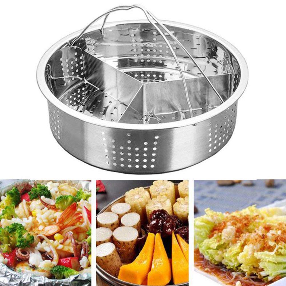 beiyoule Stainless Steel Steamer Basket Rack - Steamer Holder Trio Separator Set, Vegetables Steaming Stand for Pressure Cooking