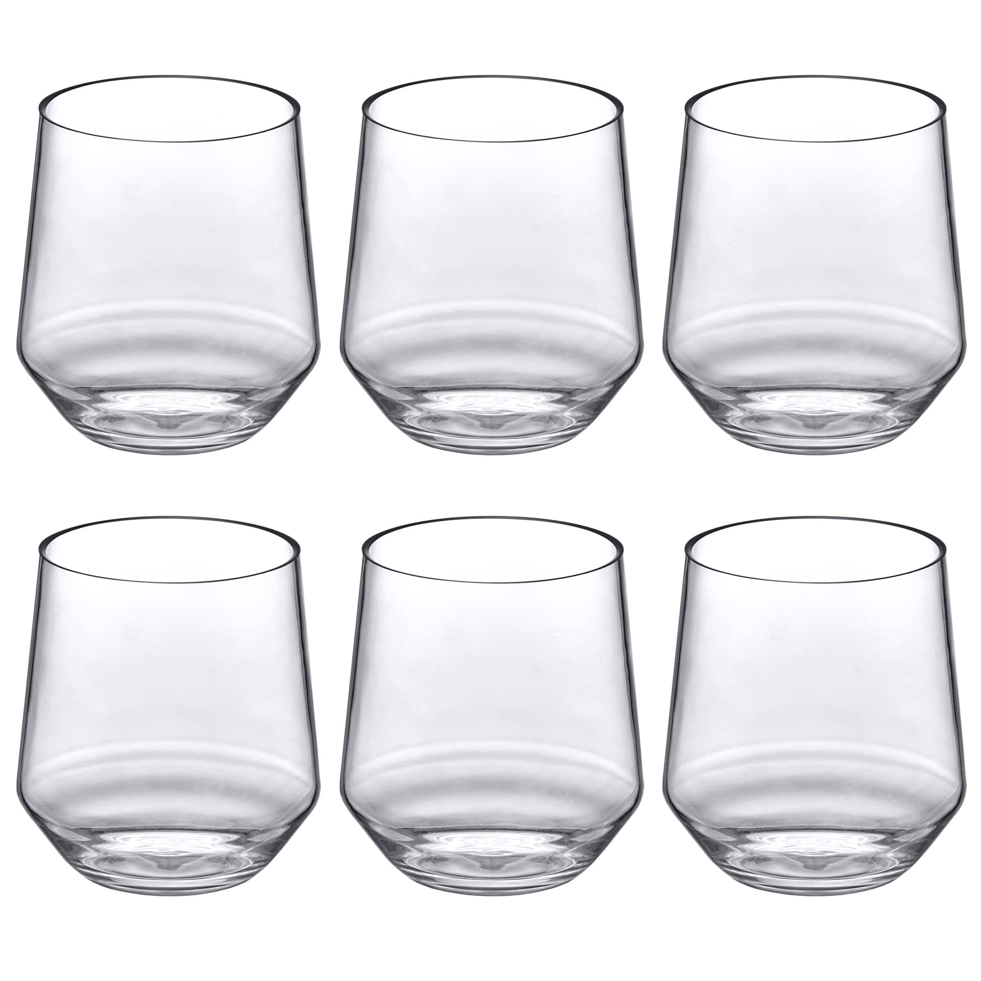 Amazing Abby - Sammy - 14-Ounce Unbreakable Tritan Wine Glasses (Set of 6), Plastic Stemless Wine Tumblers, Reusable, BPA-Free, Dishwasher-Safe, Perfect for Poolside, Outdoors, Camping, and More