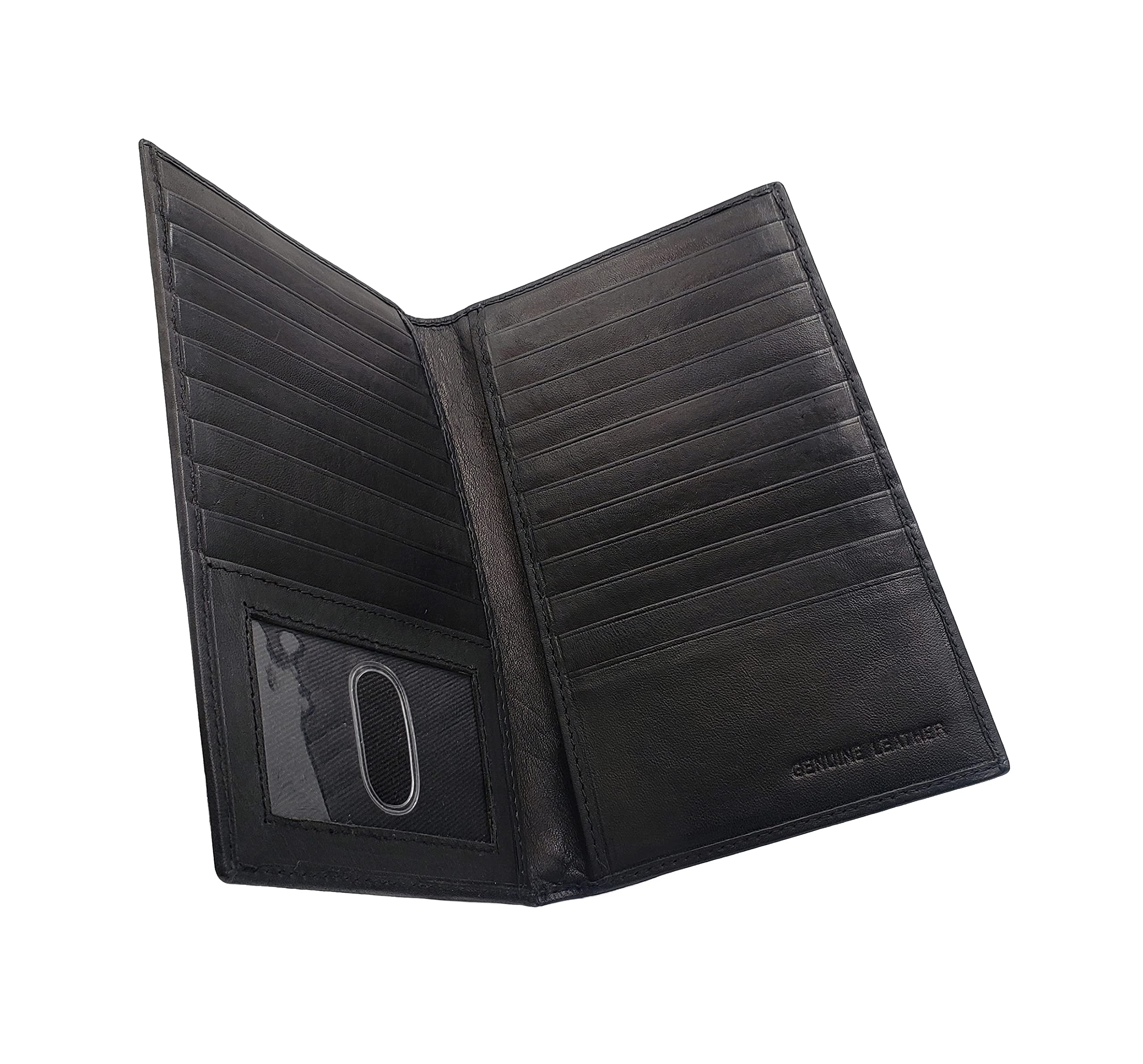 ag wallets Genuine Leather Mens Long ID 19 Credit Card Security Wallet (RFID_Burgundy)