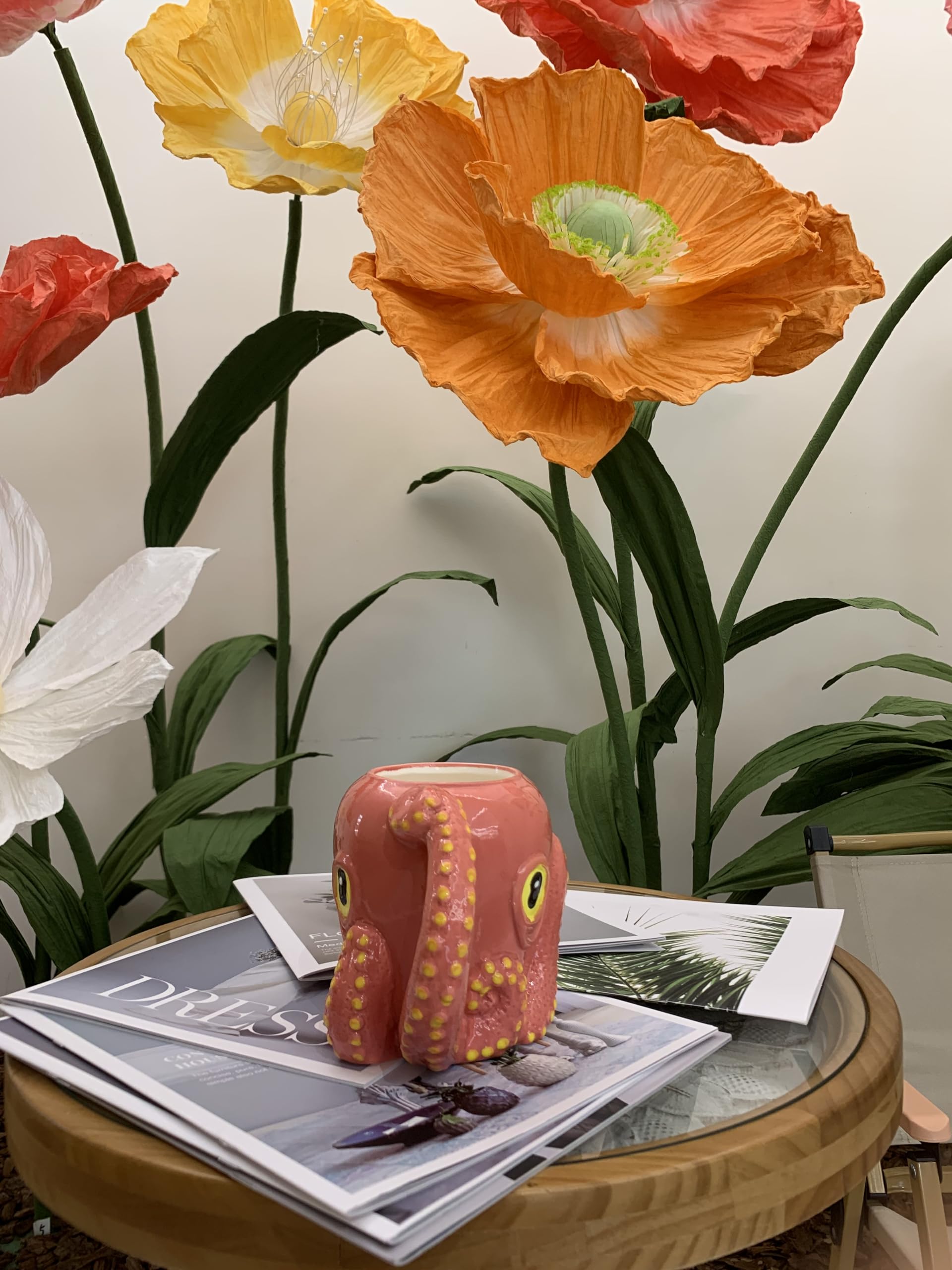 GLDOGO 3D Pink Octopus Ceramic Mug,Novel Handmade Octopus Shaped Statue Cup,Festivals or Birthday Gifts for Coffee and Milk Tea Enthusiasts