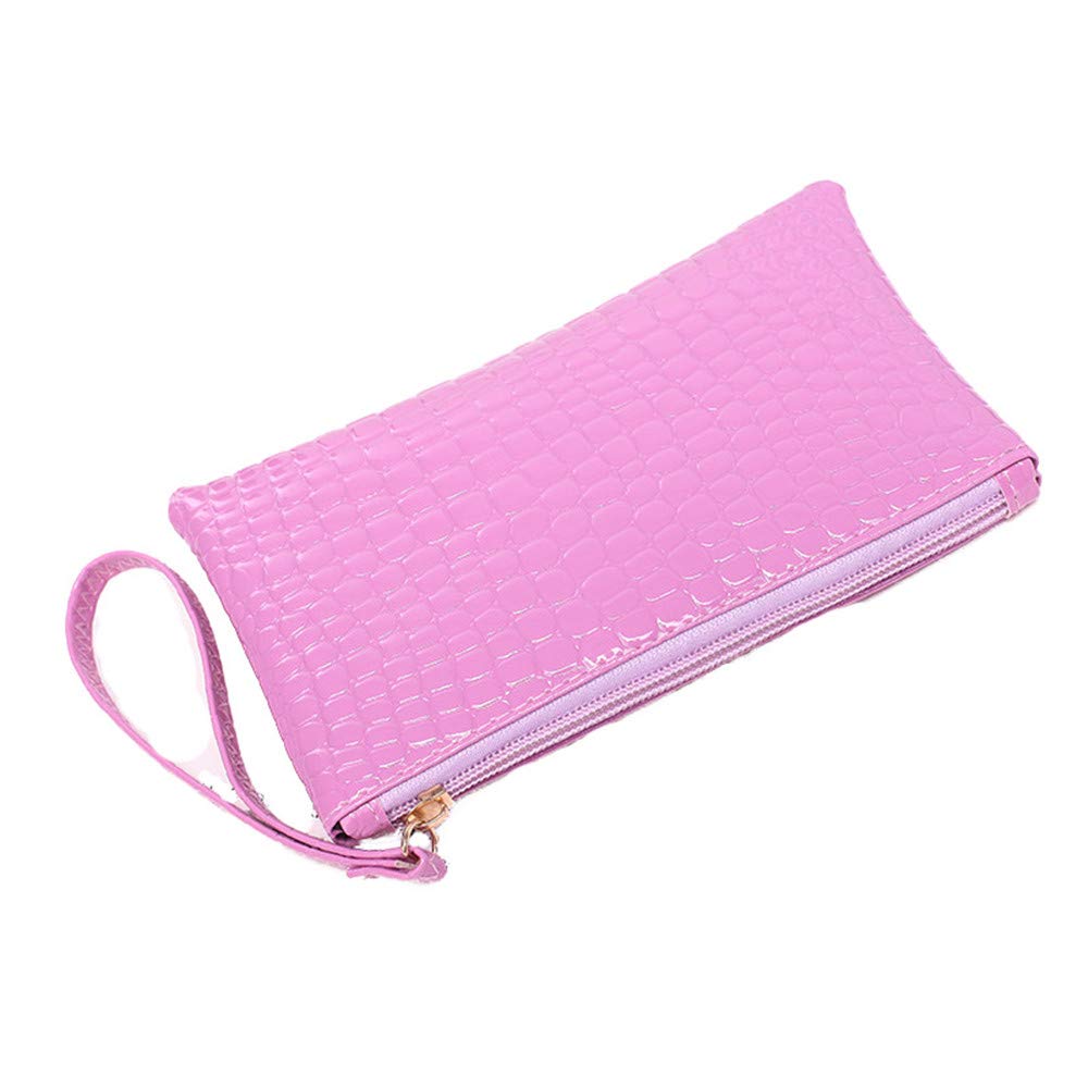 Andongnywell Clearance Women Wallet Solid Color Envelope Clutch Purse for Ladies with Card Case PU Leather Bag (Purple)