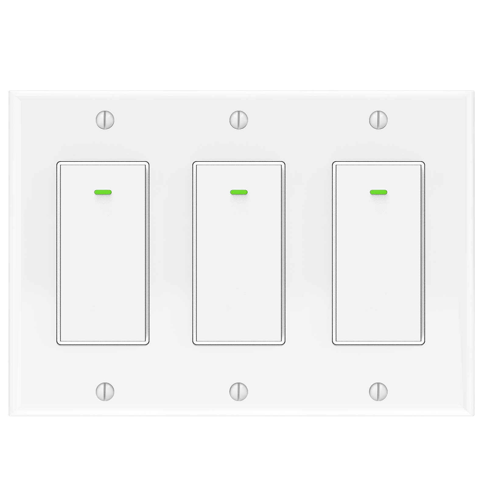Alexa Light Switch, Smart WiFi Light Switches, Smart Switch 3 Gang，Compatible with Alexa and Google Home, Neutral Wire Needed, No hub Required (3Gang)
