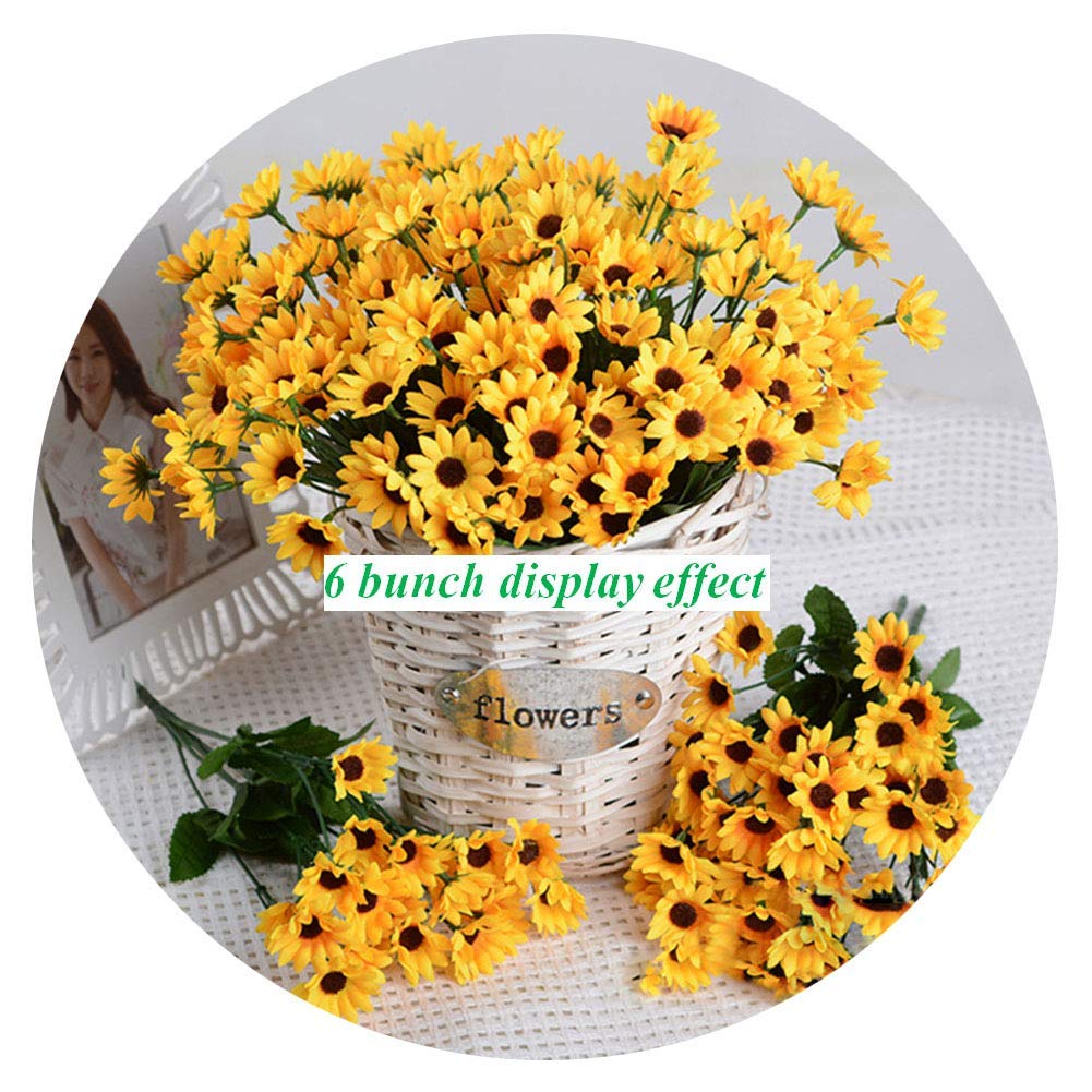 Artfen Artificial Sunflower 6 Bouquet Artificial Flowers Fake Sunflowers Floral Decor Bouquet Home Hotel Office Wedding Party Garden Craft Art Decor 13 inch No Vase