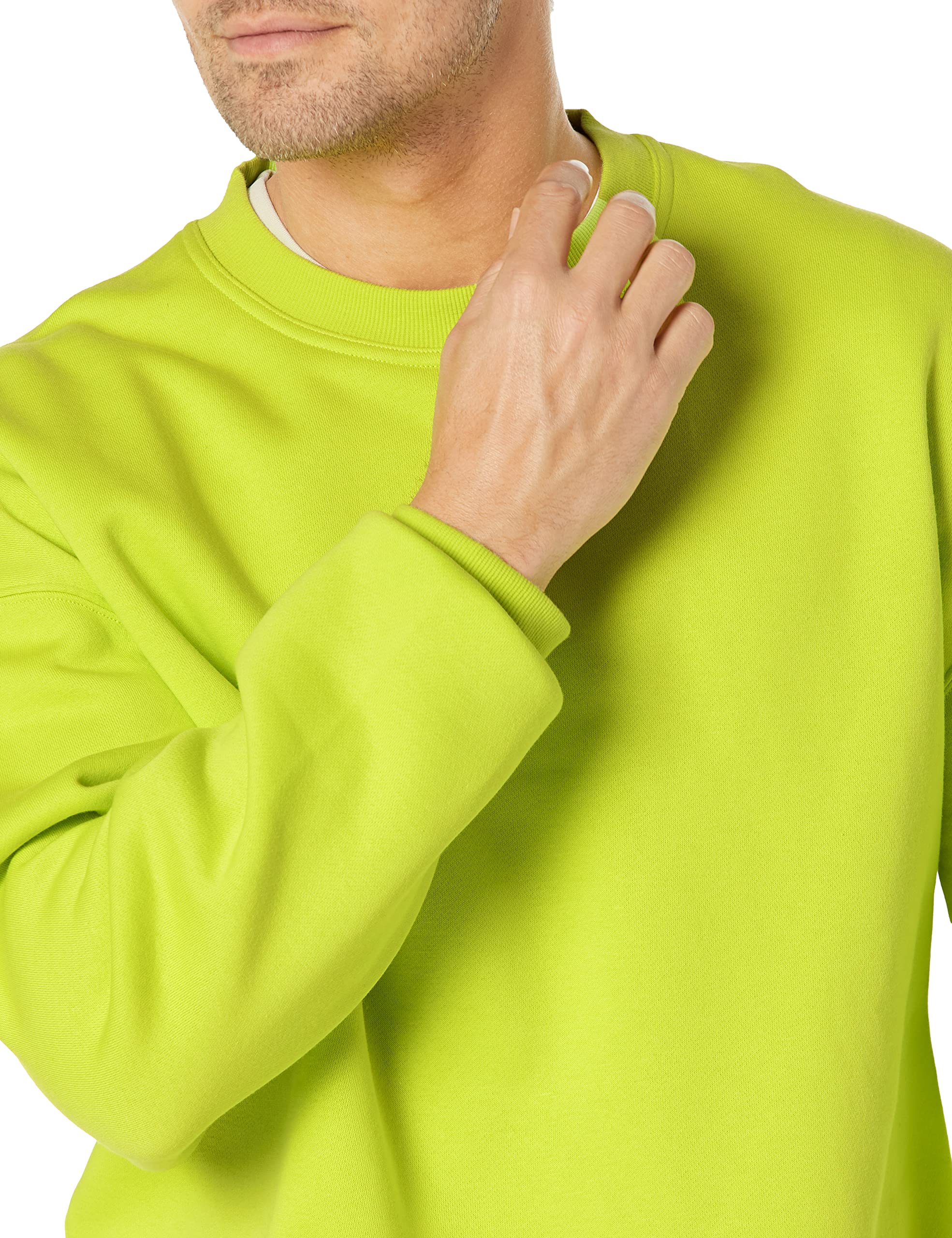 Amazon Essentials Men's Oversized-Fit Crewneck Sweatshirt (Available in Big & Tall), Lime Green, 4X-Large Big
