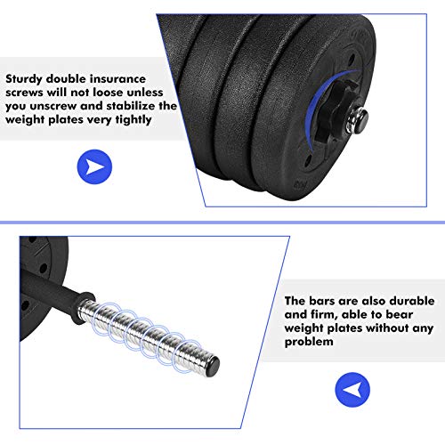Adjustable Dumbbell Barbell Weight Pair 66 LBS Dumbbell Weight Set,Fitness Barbell Lifting with Adjustable Weight Plates and Handle Strength Training Workout Equipment for Office Gym Home
