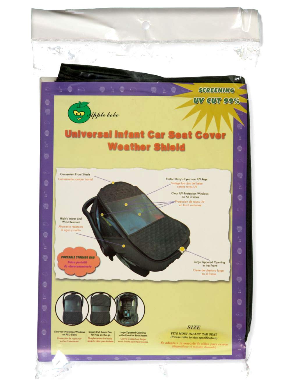 Apple Baby Universal Infant Car Seat Rain Shield - Khaki
