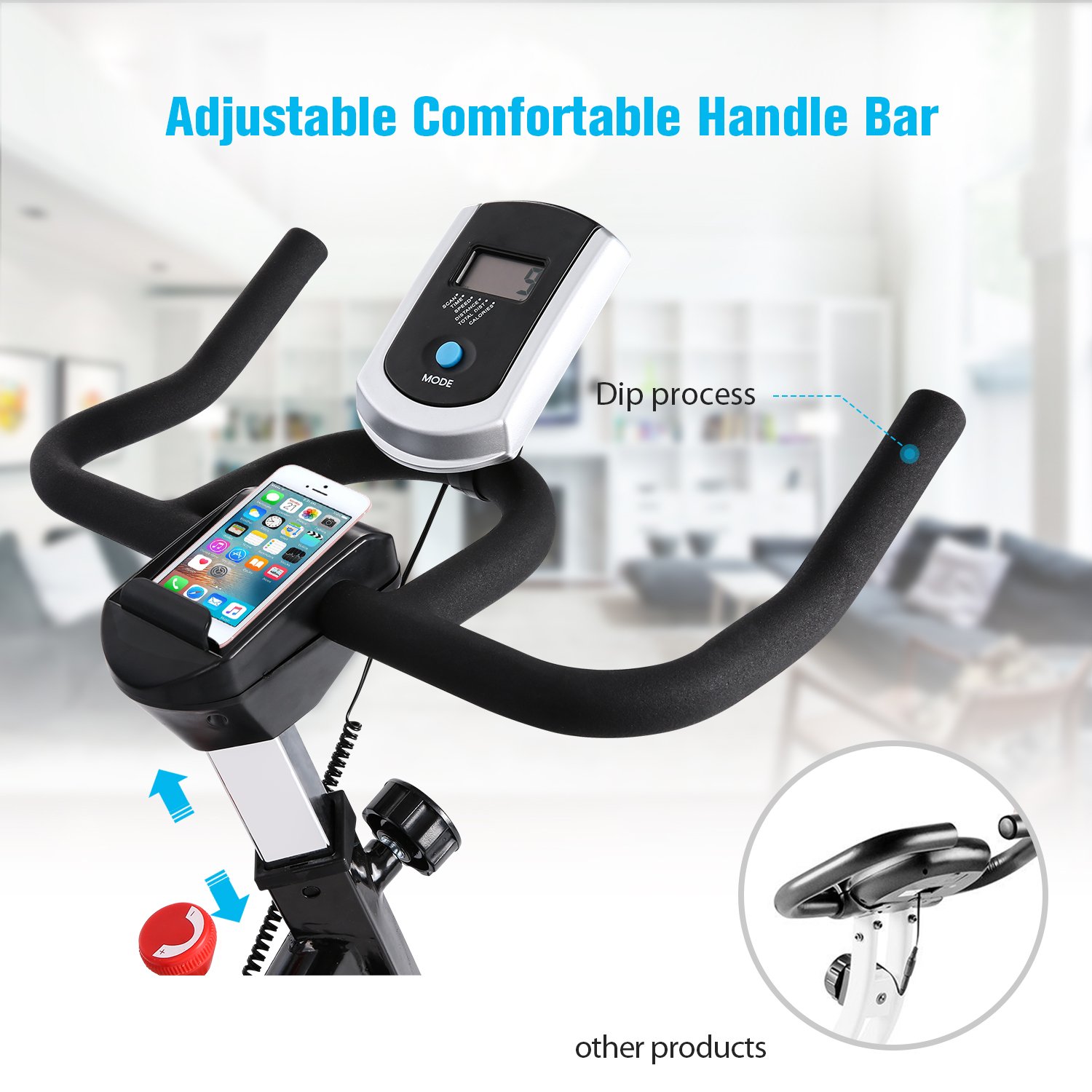 ANCHEER Indoor Cycling Bike - Stationary Exercise Bikes with 49LBS Flywheel, Adjustable Resistance and LCD Monitor for Home Exercise, APP Control (Diamond Black)