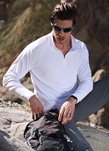 BALEAF Men's 1/4 Zip Pullover Sun Protection Shirts UV SPF T-Shirts UPF 50+ Long Sleeve Rash Guard Hiking Golf Grey XL