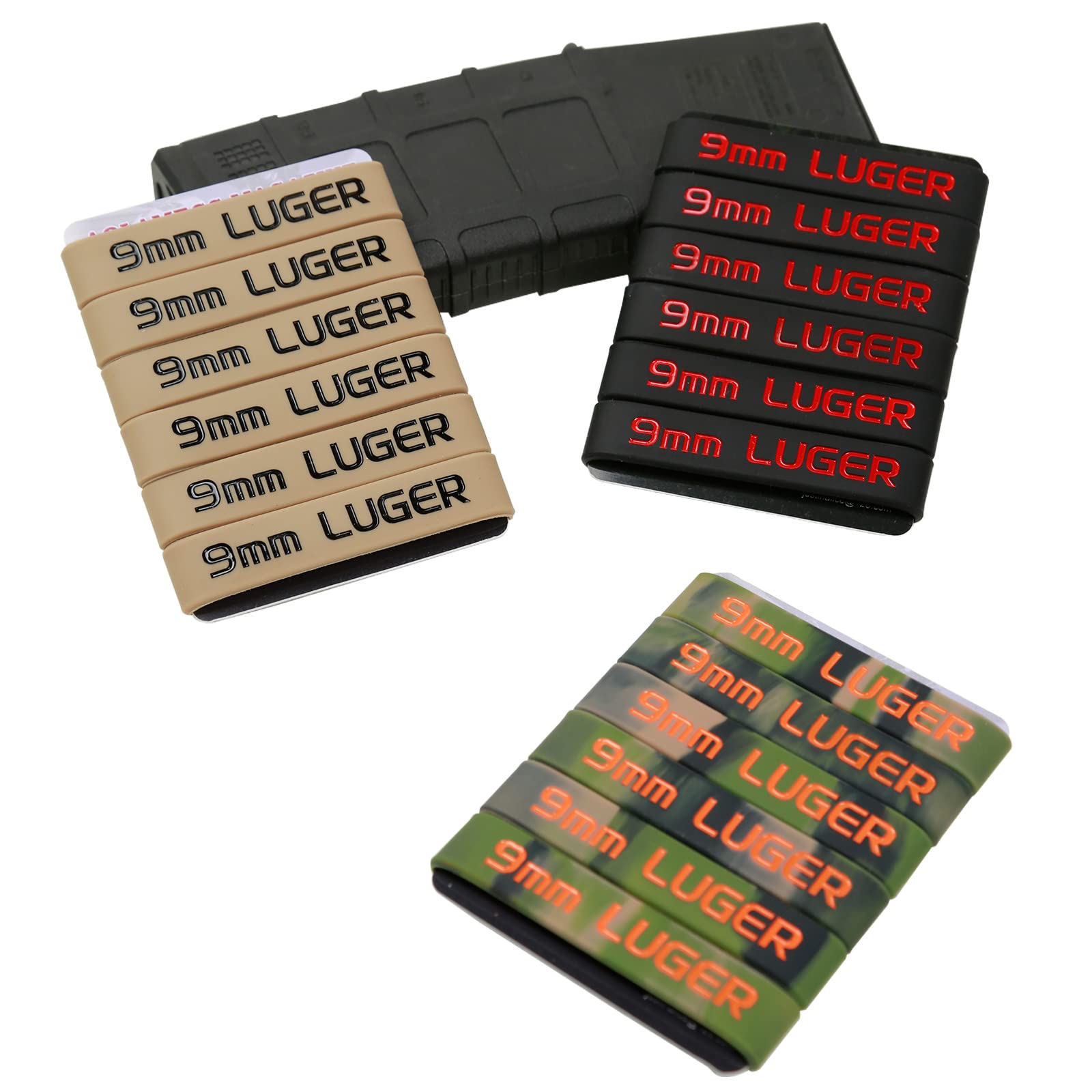 Aolamegs 9mm LUGER Magazine Marking Band 6 Pack (Black-Red)