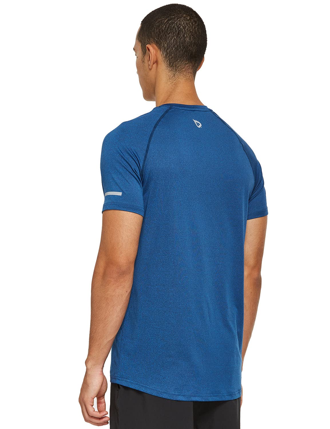 BALEAF Men's Quick Dry Short Sleeve T-Shirt Running Workout Shirts Heather Blue Size L