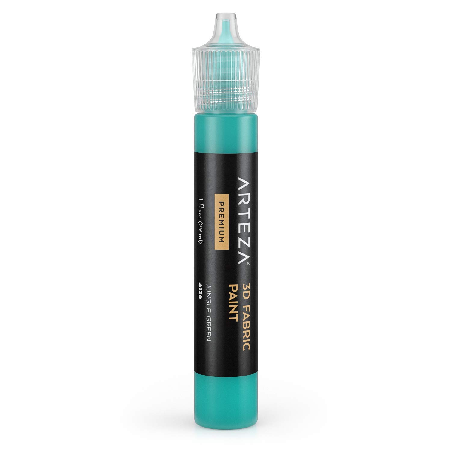 Arteza 3D Fabric Paint, Jungle Green A126, 1oz Tube, Washer & Dryer Safe Textile Paint for Clothing, Accessories, Ceramic, Glass & DIY Projects
