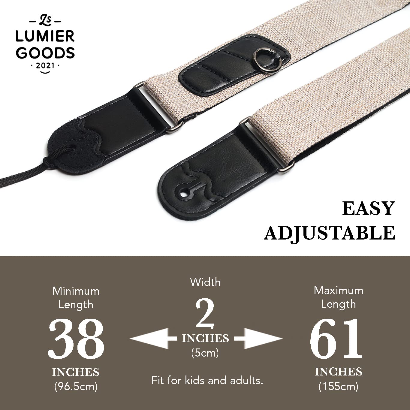 Guitar Strap For Bass, Electric & Acoustic Guitar, Strap Locks Included (Ruby), One Size (LMR00_02)
