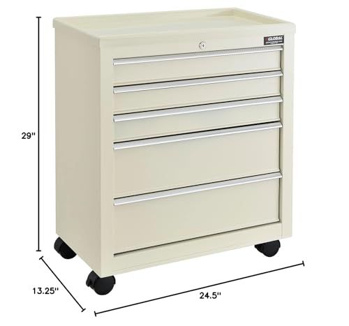 Global Industrial Medical Bedside Cart, 5-Drawer, Key Lock, Beige, 24-1/2"L x 13-1/4"W x 29"H
