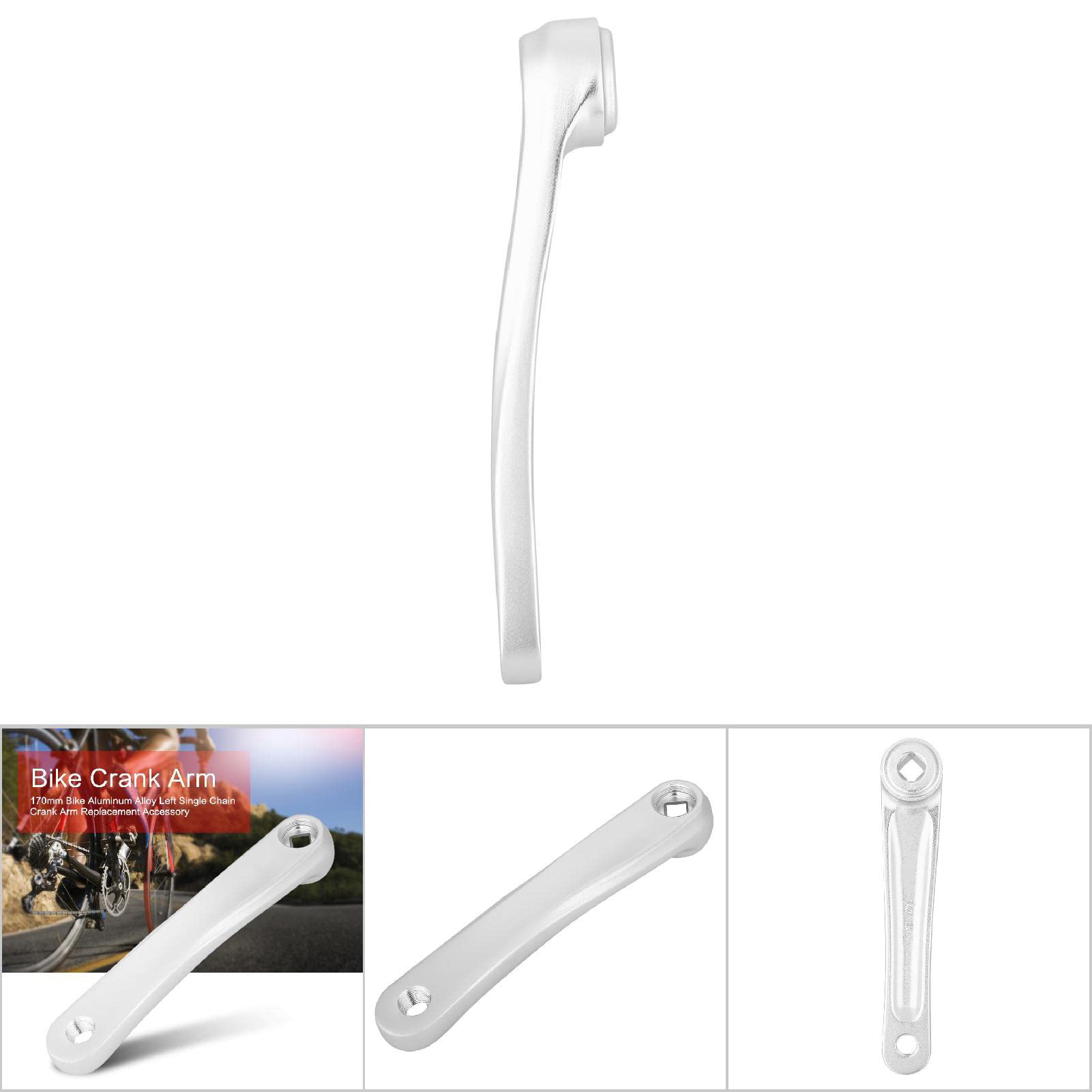 Bicycle Crank Arm, 170mm Bike Crank Leg Left Aluminum Alloy Single Chain Speed Crankset Replacement Accessory for Electric Hybrid Mountain Folding Commuter Road Exercise Repair Square Rhombic Hole