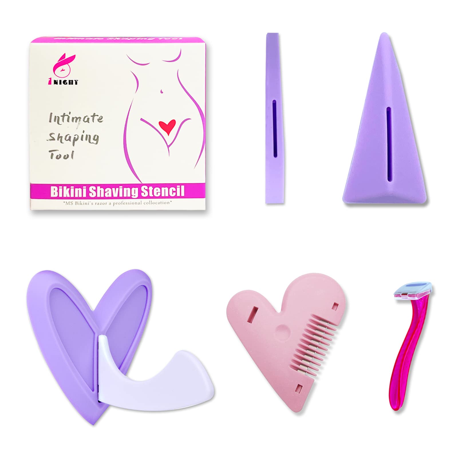 Bikini Razor Template, Pubic Hair Razor Template, Pubic Hair Razor, Privates Razor Tool Heart Right Triangle, Ladies Bikini Razor, Ladies Privates Razor, Beard Razor (Purple)