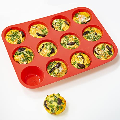 Anxbbo Silicone Muffin Pan Set - Mini 24 Cups and Regular 12 Cups Muffin Tin, Non-Stick Bakeware Silicone Molds for Muffins, Cupcakes, Bread, Tart and Desserts