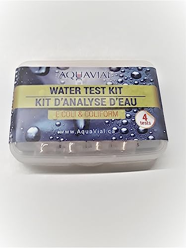 AquaVial Well Water Testing Kit 4 Pack | E Coli and Coliform Water Test Kit | Water Testing Kits for Drinking Water Pool Pond Lake Well | Water Test Kit Easy to Use | Home Industrial Water Test Kit