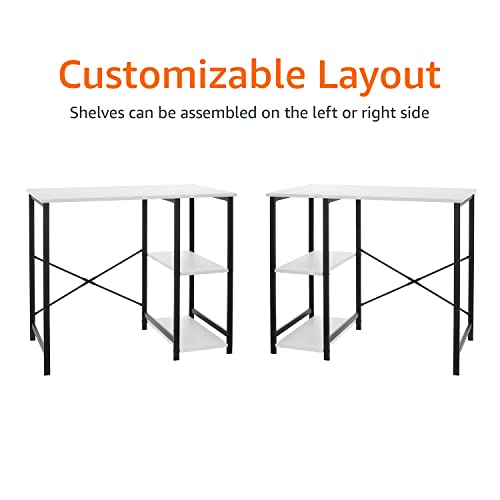 Amazon Basics Classic Home Office Computer Desk with Shelves, 29.5 x 19.6 x 35.5 Inches, White