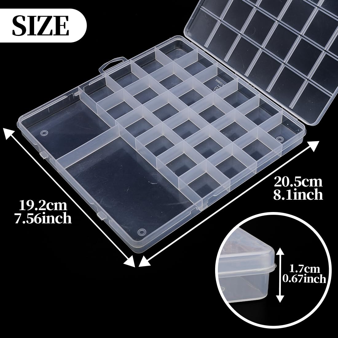 Bundooraking 26 grids bead organizer box (1.7cm thick), Arts DIY Crafts Jewelry organizers and storage box, Dividers plastic bead storage box, craft storage for Beads, Jewelry, Small charms.