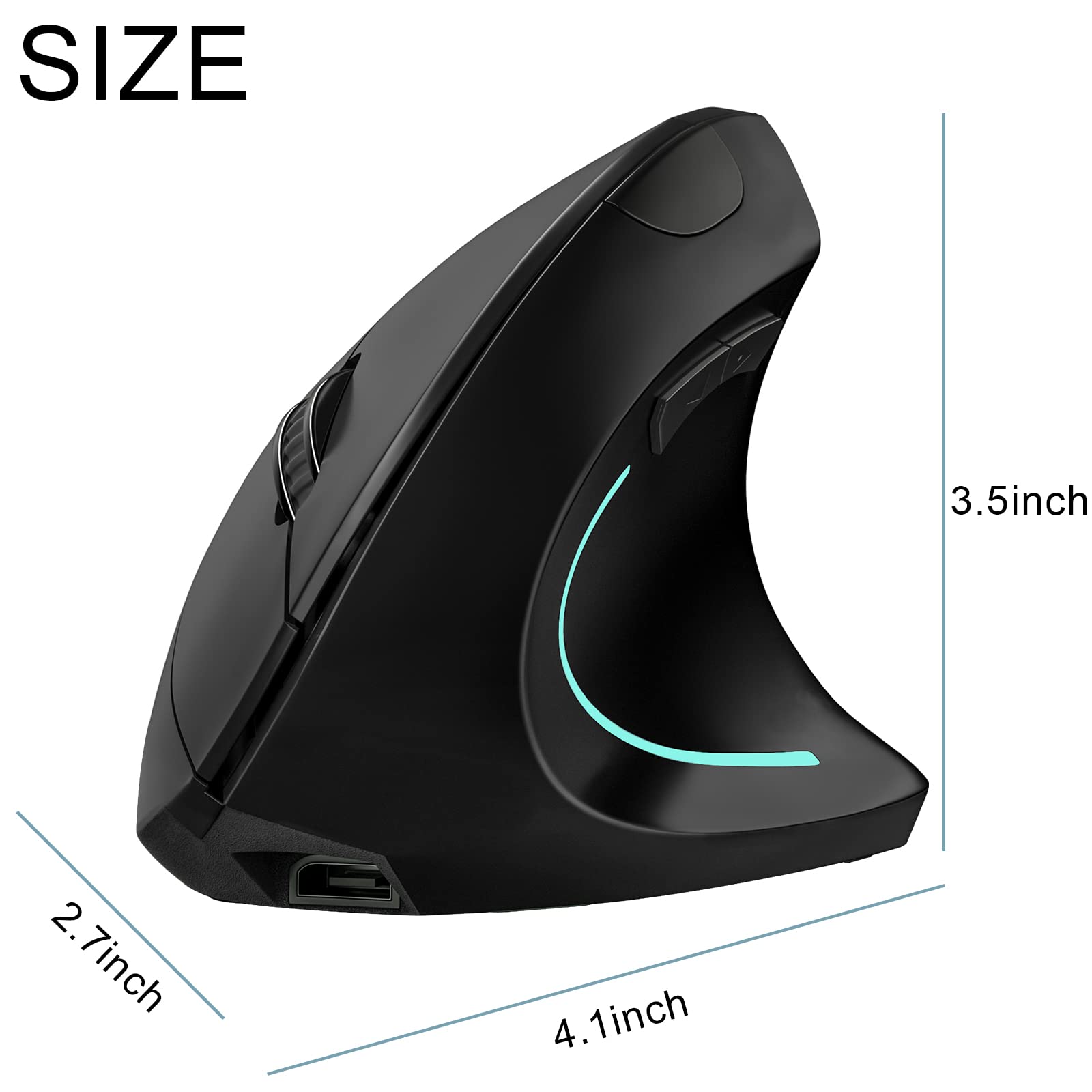 Attoe Vertical Mouse, 2.4GHz Wireless Rechargeable Ergonomic Vertical Computer Gaming Mouse,Comfortable Grip 2400 DPI Optical USB PC Gaming Mice for Laptop MAC