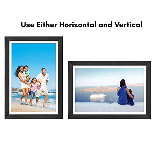 Americanflat 12x18 Poster Frame with Shatter-Resistant Glass - Use as 11x17 Frame with Mat or 12x18 Frame Without Mat - Hudson Collection - Wide Photo Frame for Wall display - Black