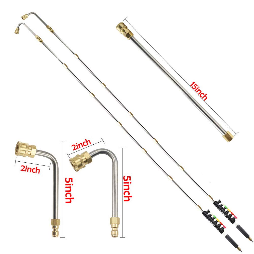 AgiiMan Brass Pressure Washer Extension Wands - 120 Inch Power Washer Gutter Cleaning Tools, Telescoping Replacement Lance, Window Cleaner Nozzles Tips, Sliver