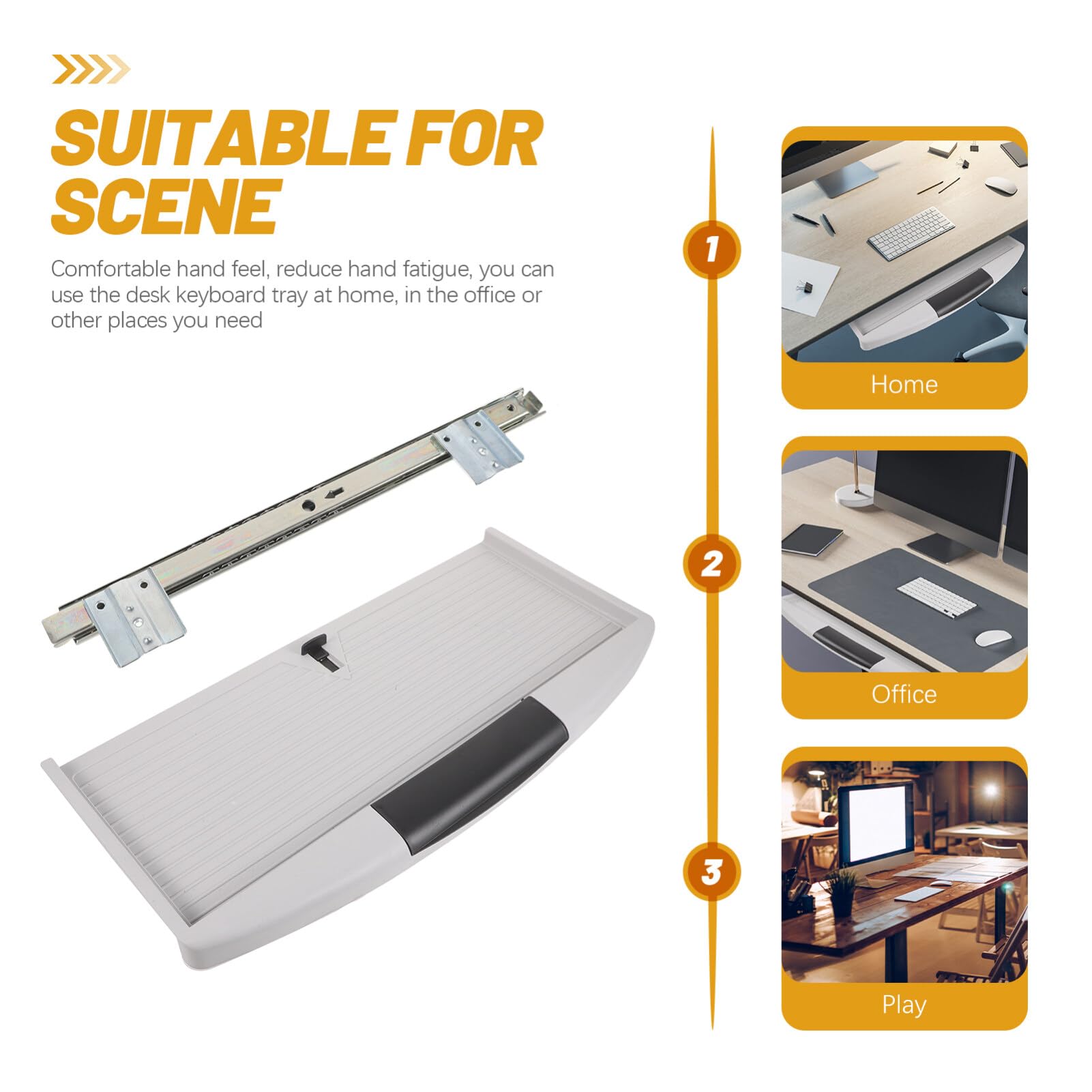 Angoily 1 Set Keyboard Tray Drawer Plastic Trays Office Desk Accessories Desk Tray Keyboard Holder Keyboard Shelf Under Desk Sliding Keyboard Under Desk Mount Slider Table Abs