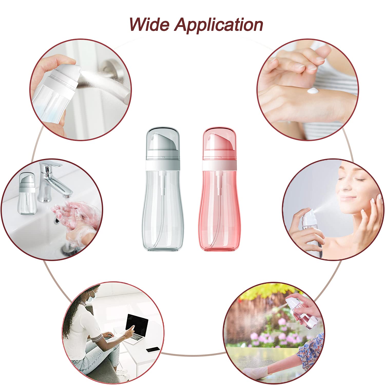 Ameene Small Spray Bottles, Fine Mist Travel Spray Bottles for Hair and Face Spray, Cleaning Solutions, Perfume, Alcohol Spray and Essential Oils. (4 Packs, 1.7 oz / 3.4 oz)