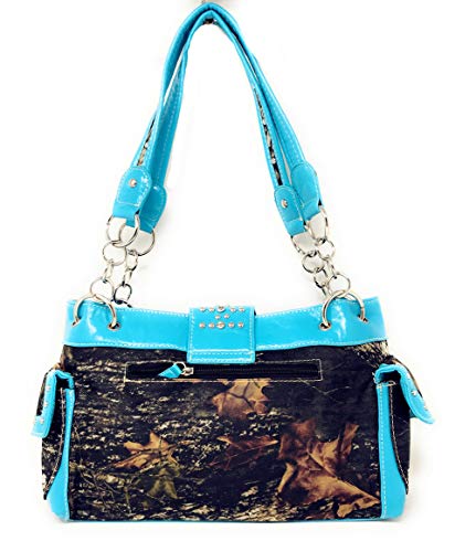 GoCowgirl Western Belt Buckle Purse Camouflage Camo Handbag (blue)