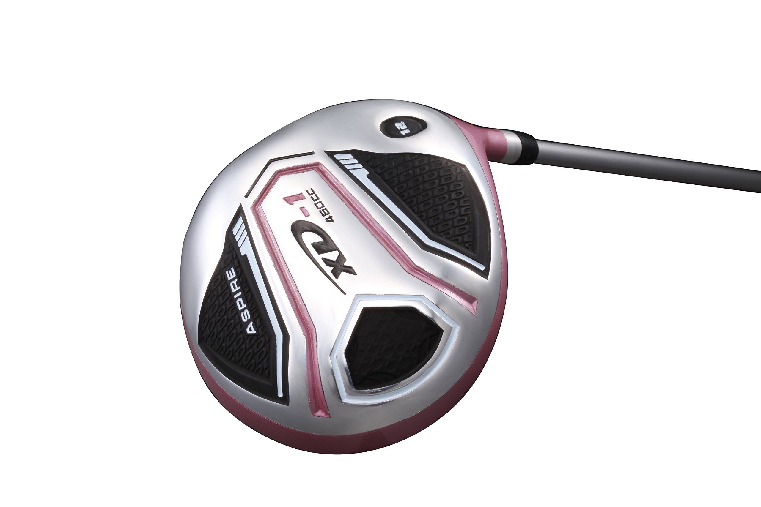 Aspire XD1 Ladies Womens Complete Golf Clubs Set Includes Titanium Driver, S.S. Fairway, Hybrid, 6-PW Irons, Putter, Bag, 3 H/C's Pink Petite Size