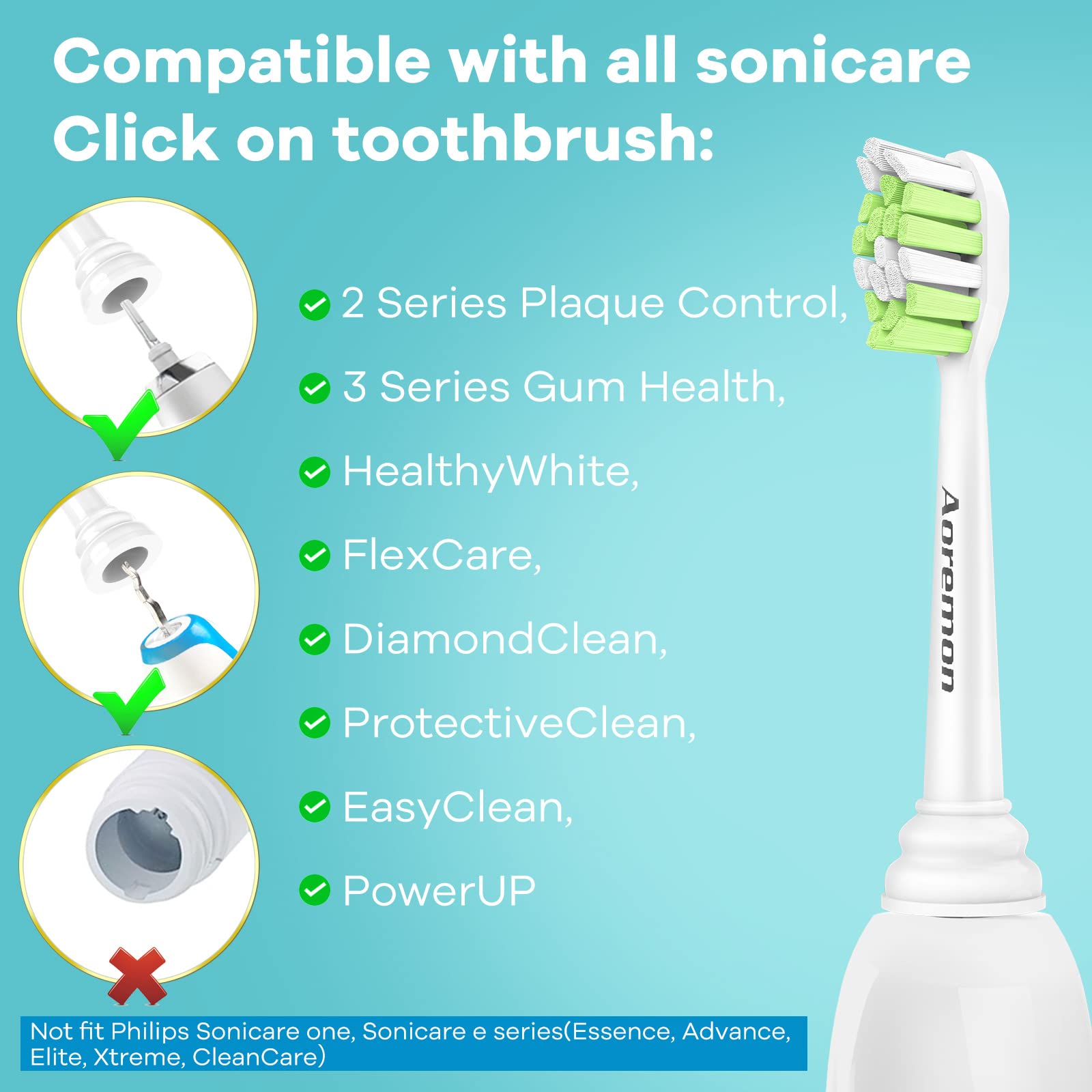 Aoremon Replacement Heads for Philips Sonicare Toothbrush Compatible with Sonicare W DiamondClean G2 C2 C3 5100 6100 Replacement Heads