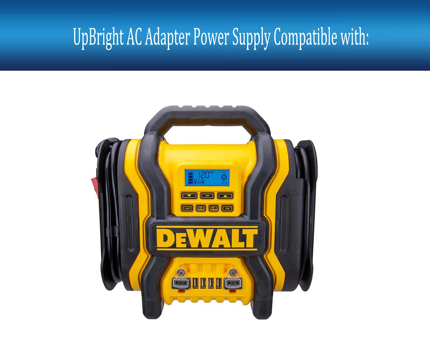 UpBright 15V AC/DC Adapter Compatible with Dewalt DXAEPS14 DXAEPS14CA 1400 1600 011-2070-4 Peak Amp 12V Portable Jump Starter Power Station Air Compressor DXAEP514 800mA 14.5V Supply Battery Charger