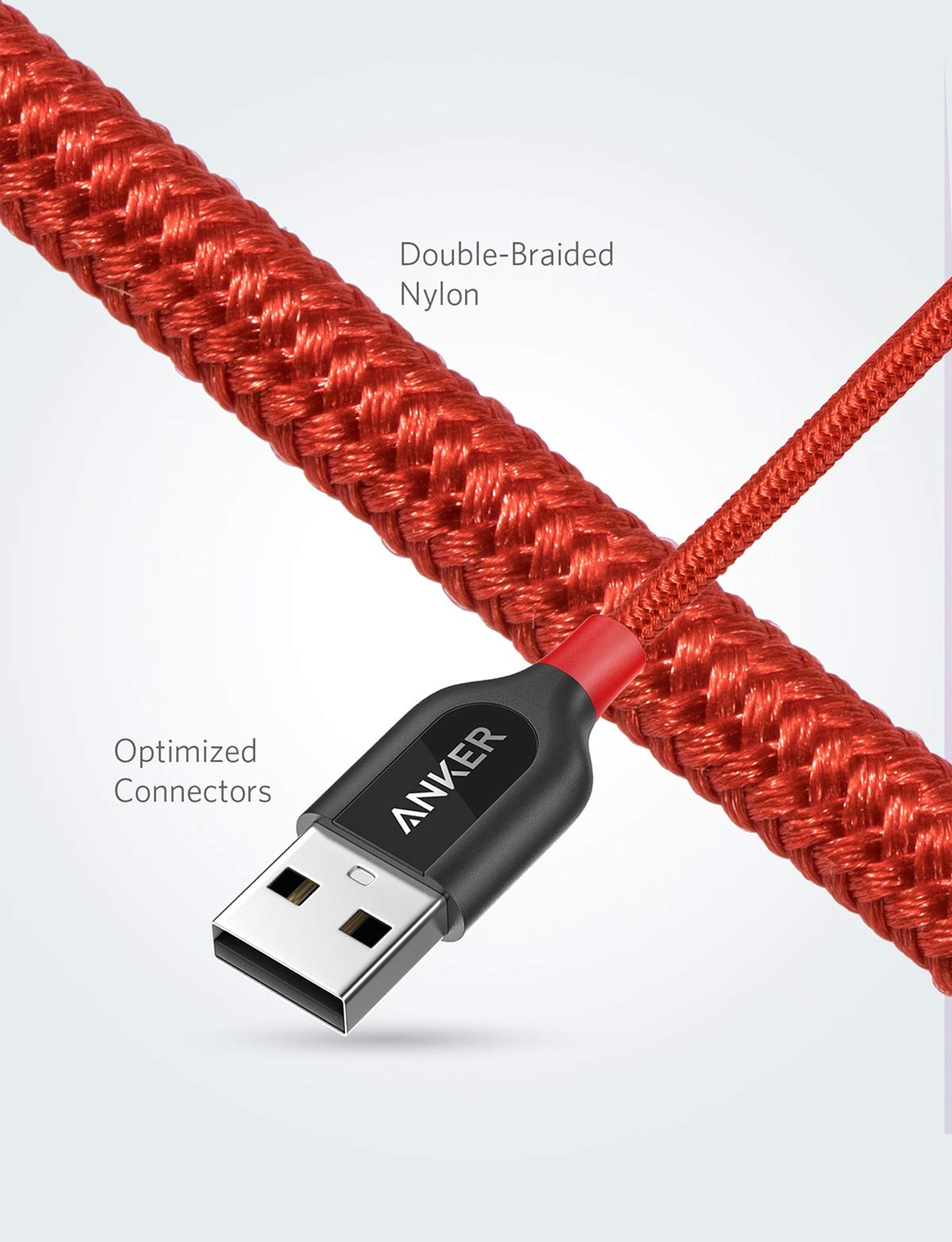 Anker [2-Pack] Powerline+ USB C to USB A Fast Charging Cable, for Samsung Galaxy Note 8 / S8 / S8+ / S9 /S10, Sony XZ, LG V20 / G5 / G6 and More (3ft)(Red)